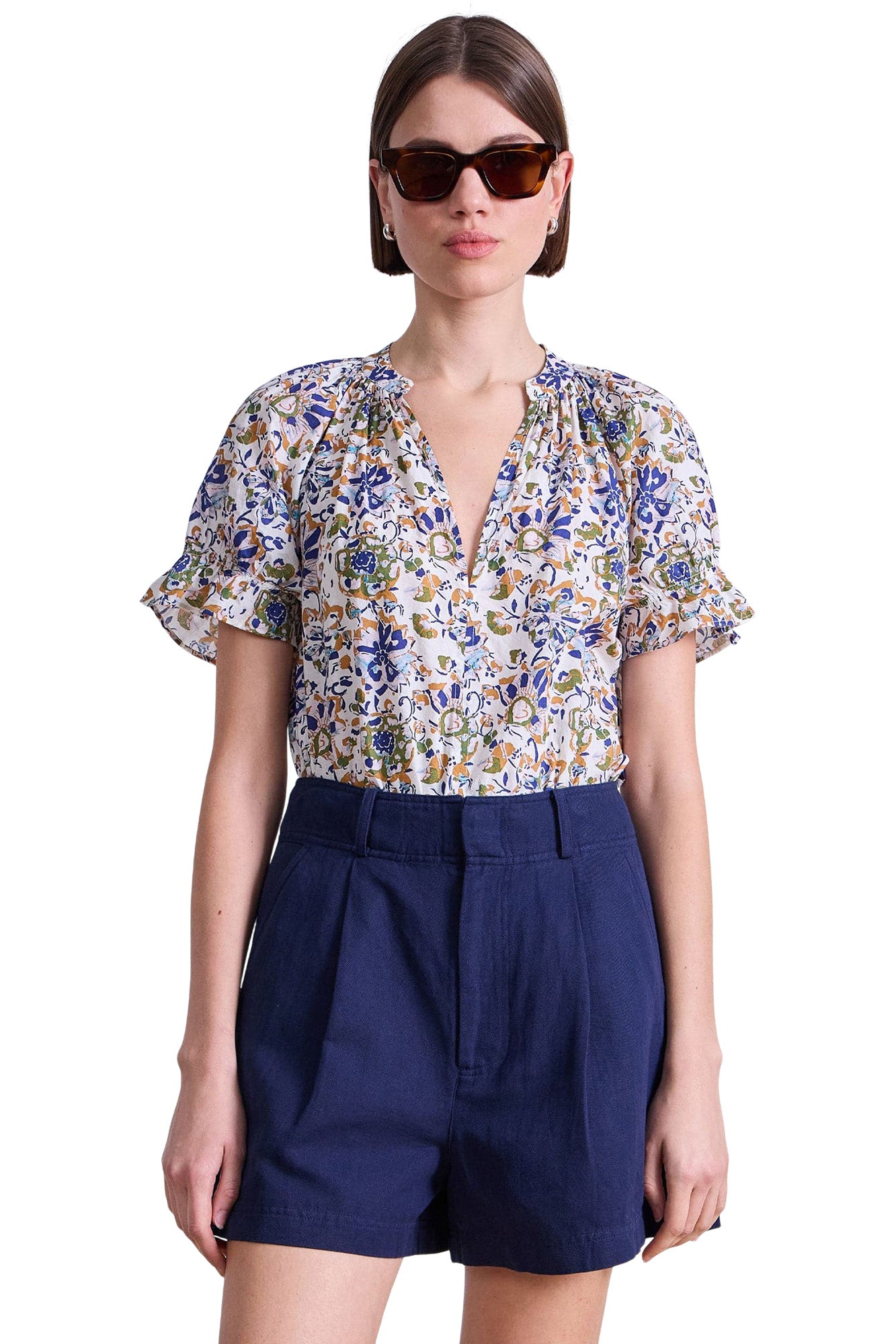 Apiece Apart Lo Capo Top in Batik Floral Cream