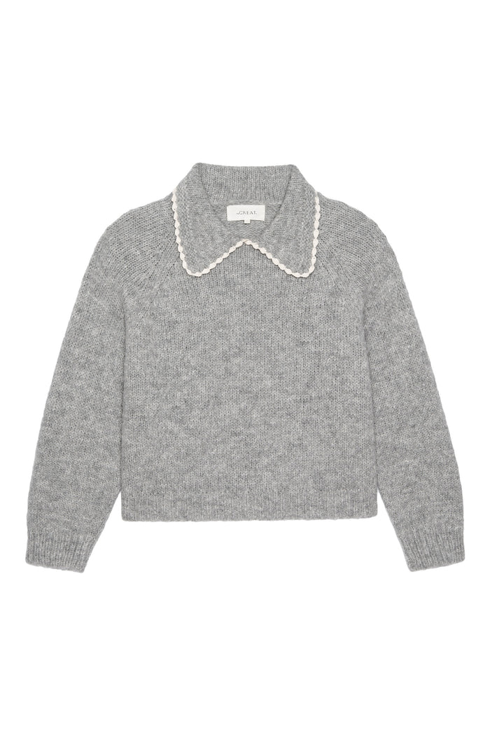 The Great Crochet Collar Pullover in Heather Grey